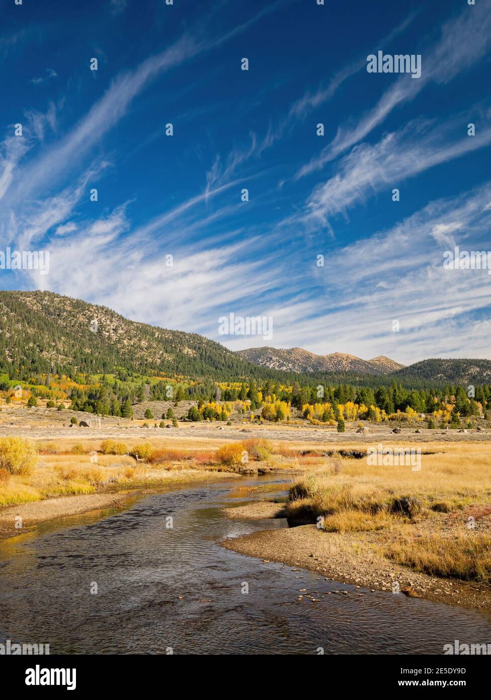 Sunny view with beautiful fall color along the Hope Valley in Lake ...