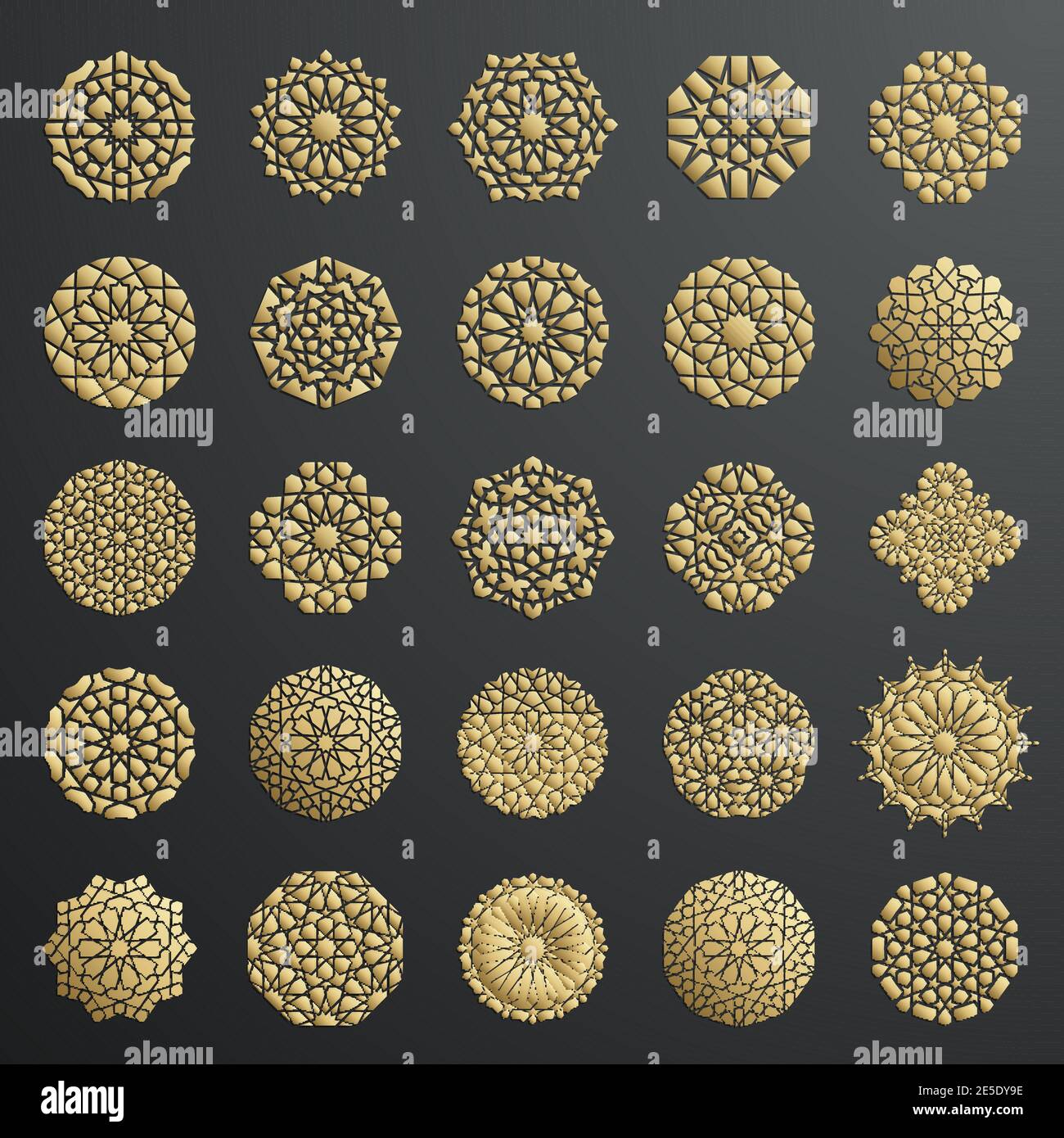 Gold Islamic ornament vector on black background, persian motiff. 3D ...