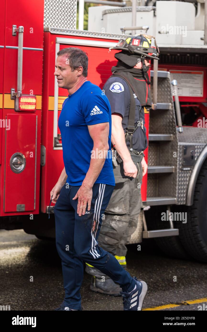 Seattle, USA. 27th Jan, 2021. Mid-day the Seattle Fire Department and a ...