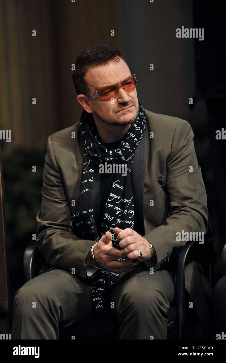 U2 frontman Bono during the 9th World Summit of Nobel Peace Laureates ...