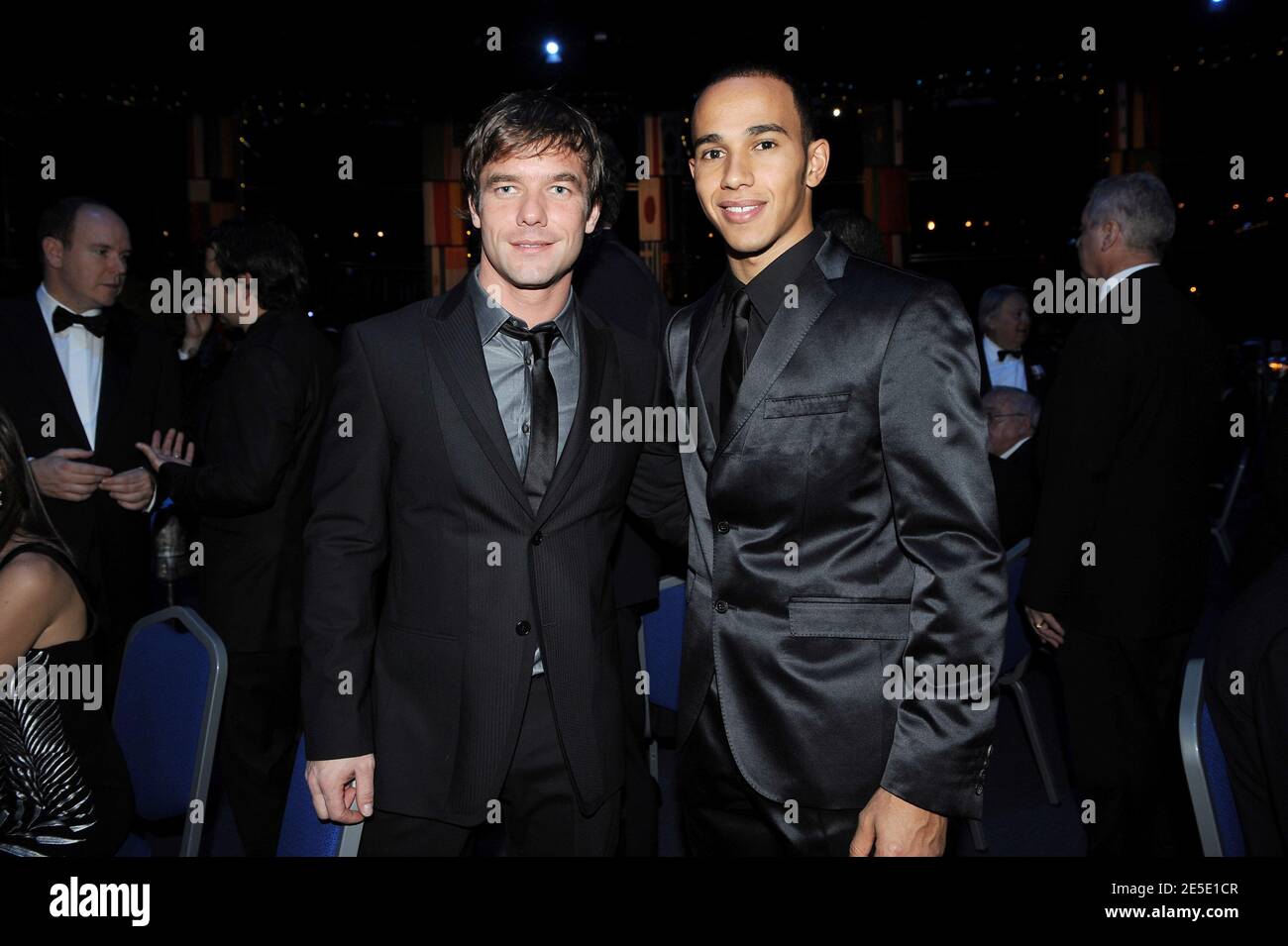 Formula one driver Lewis Hamilton with Rally driver Sebastien Loeb ...