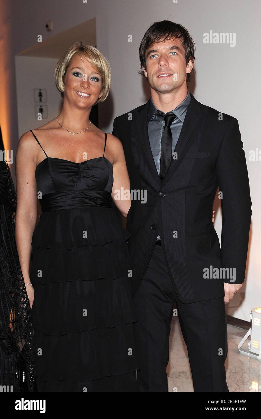 Rally driver Sebastien Loeb with his wife Severine during the 2008 FIA ...