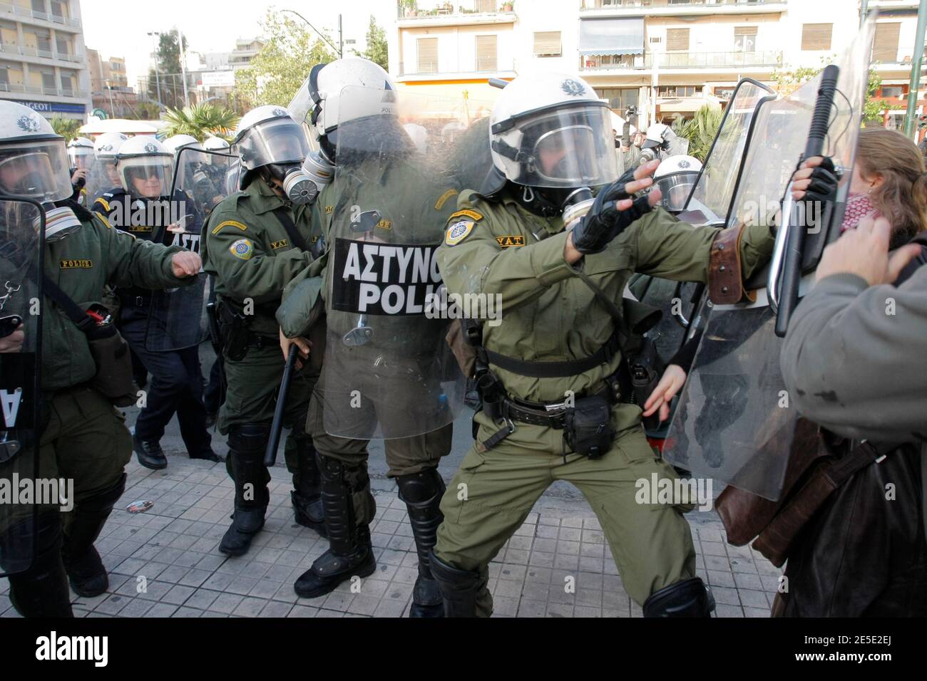 Police clash with students during a demonstration in the city center of ...
