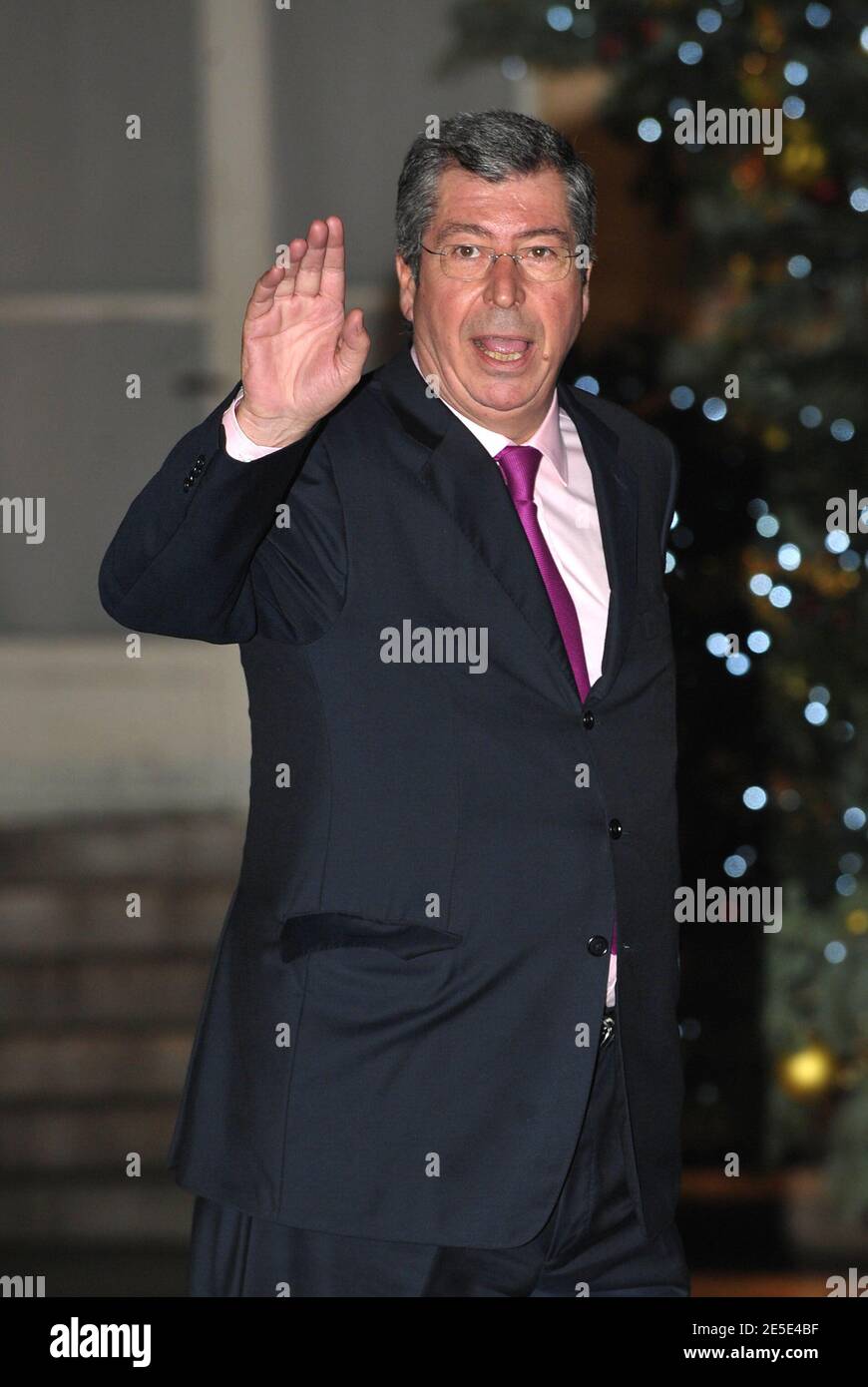 Patrick Balkany poses in the courtyard of the Elysee Palace in Paris ...
