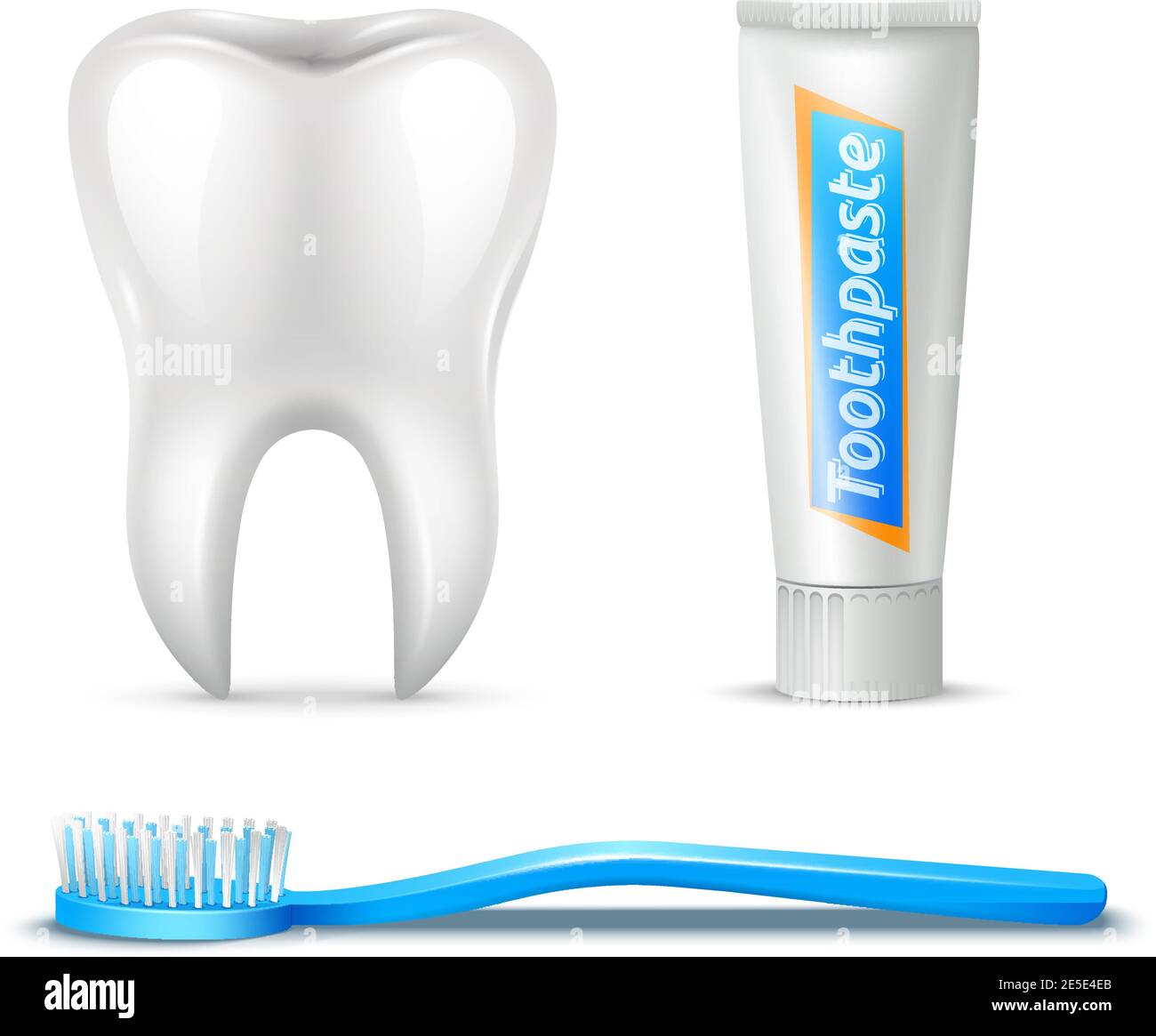 Human tooth brush and paste realistic set isolated vector illustration ...
