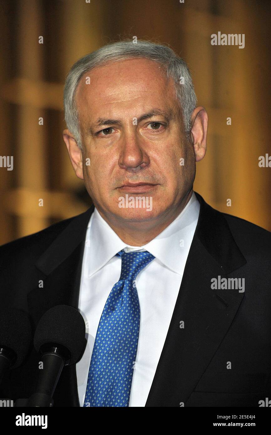 Israeli Opposition Leader Benjamin Netanyahu speaks to the press after ...