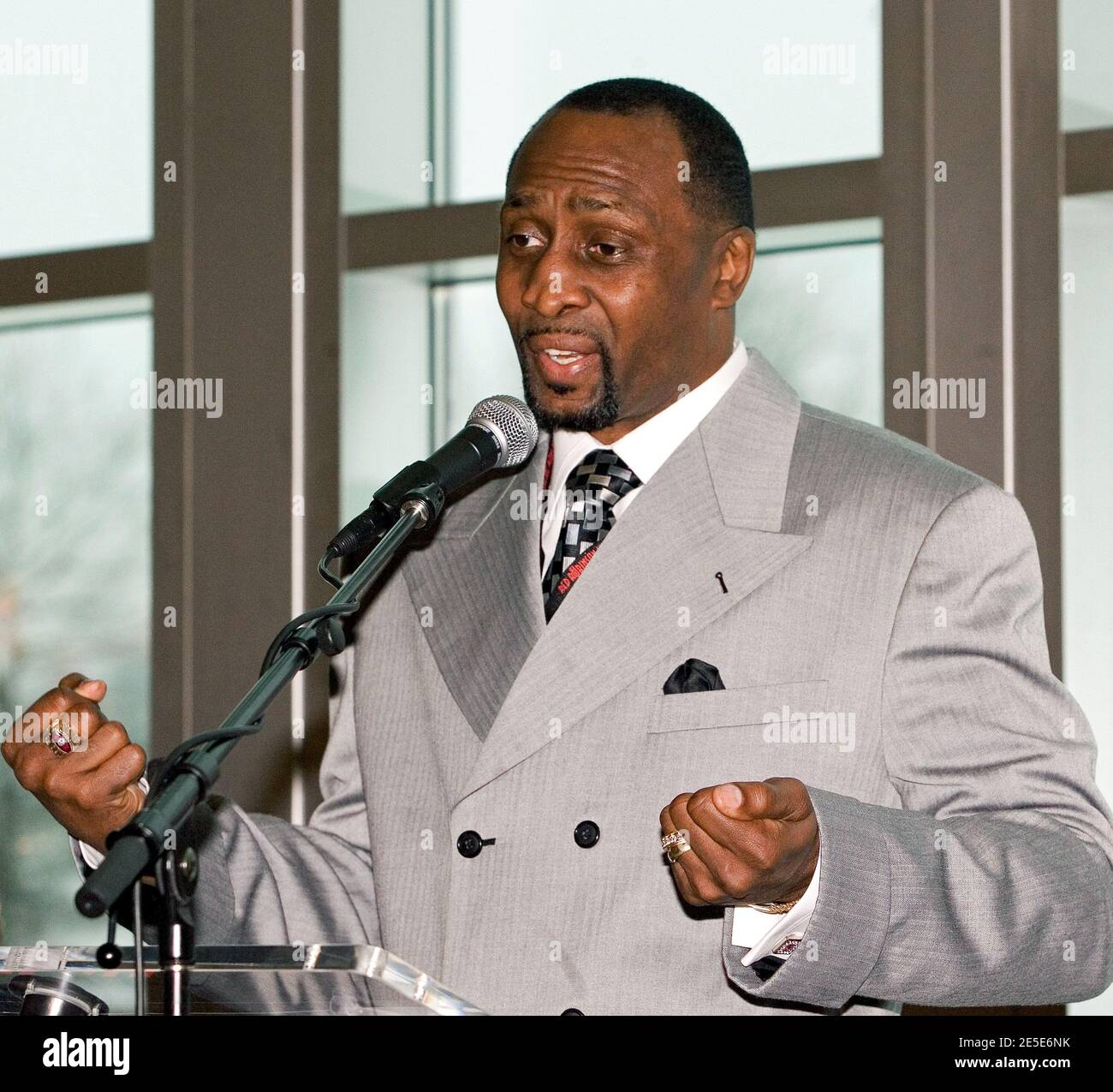 Former boxing Champion Thomas 'Hitman' Hearns answers reporters ...