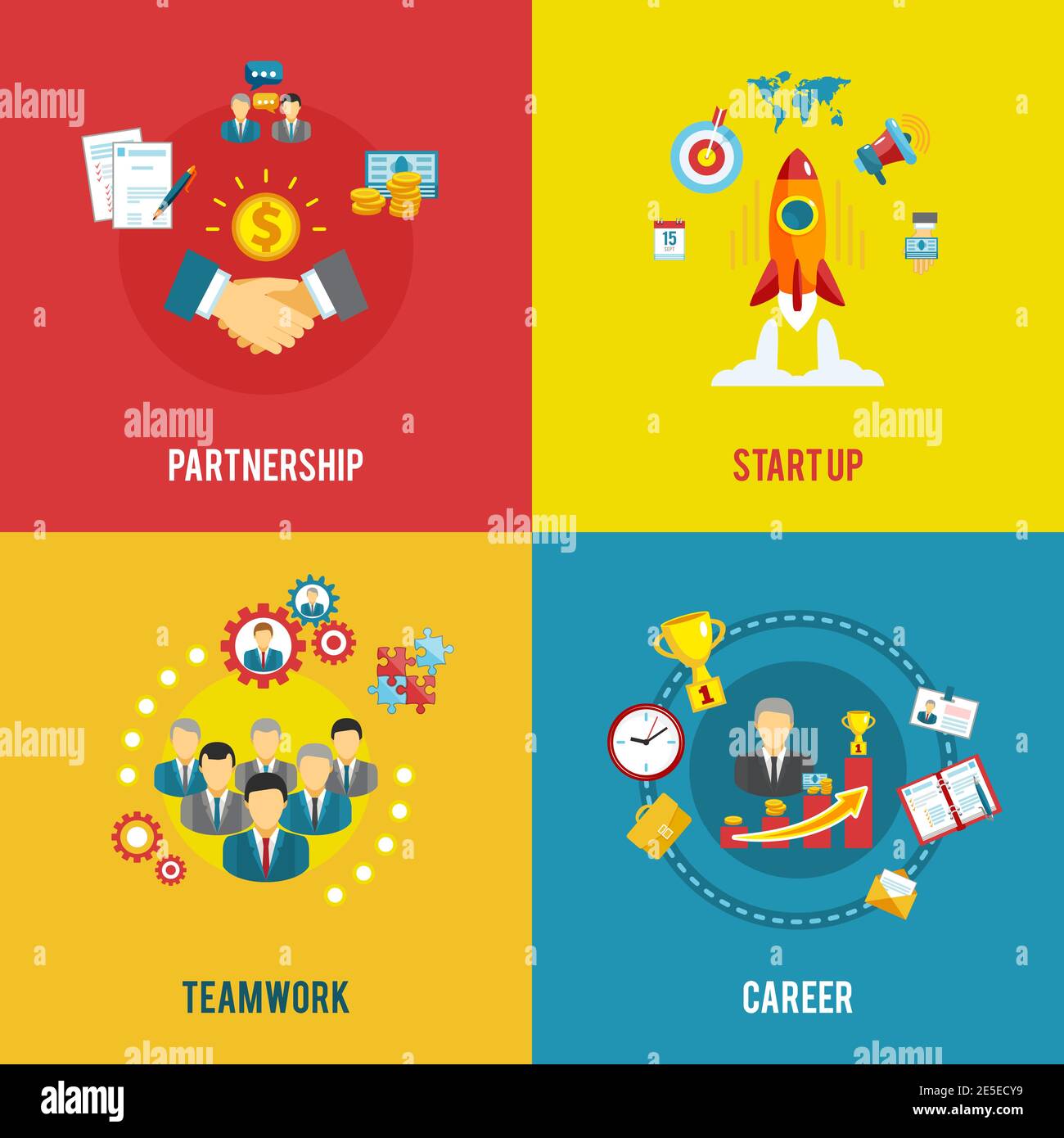 Partnership teamwork and innovative ideas in startup business planning ...