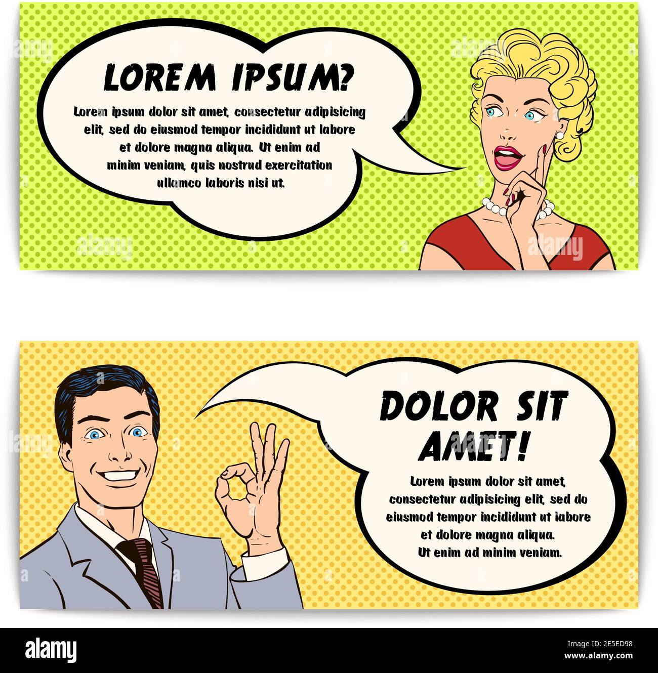 Comics smiling man and woman with message bubble color vintage ...