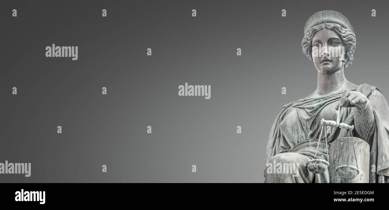Statue a judge woman with scales and sword isolated at white background ...