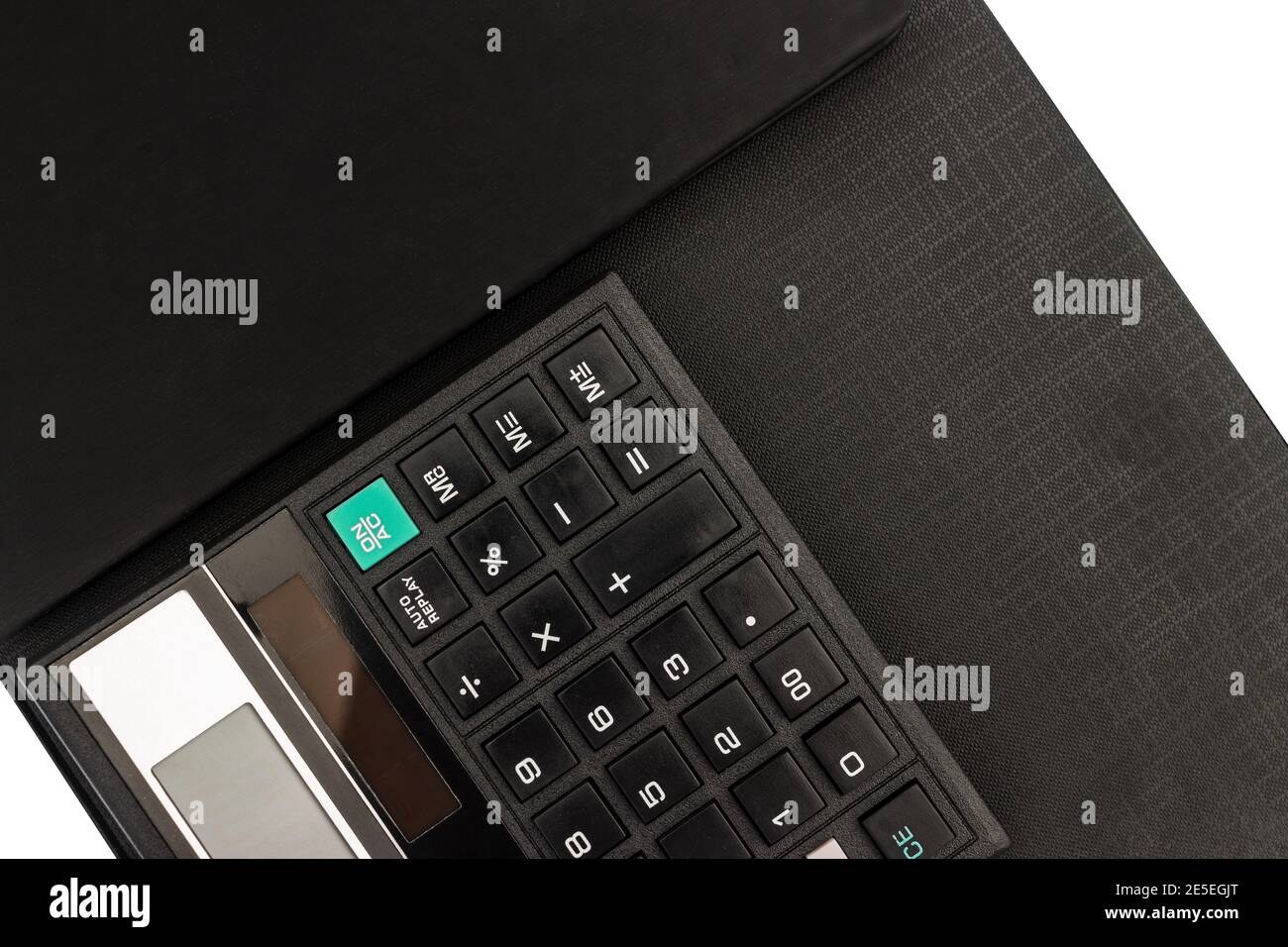 Top view calculator and documents for working on the table, Finance and ...