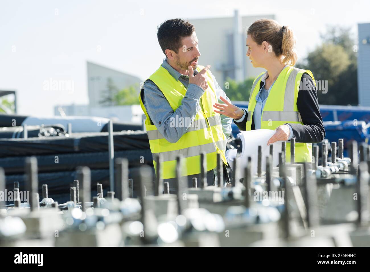 stressed engineers outside discussing a problem Stock Photo - Alamy