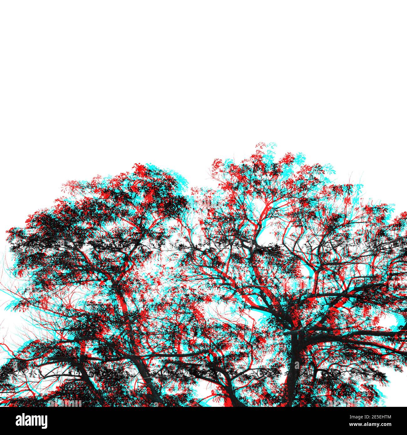 big tree on white background glitch effect Stock Photo - Alamy