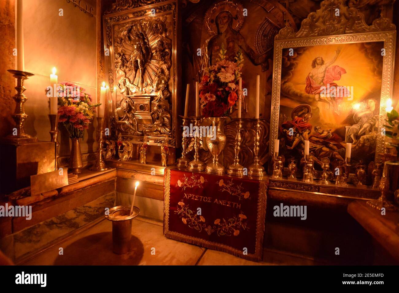 Interior of Aedicule inside the Church of the Holy Sepulchre in ...