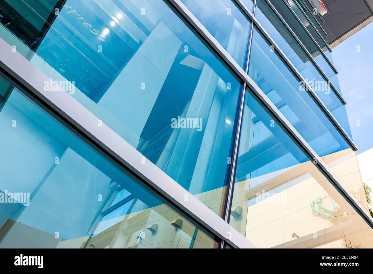 Modern architecture, blue-green glass, steel structure Showing ...