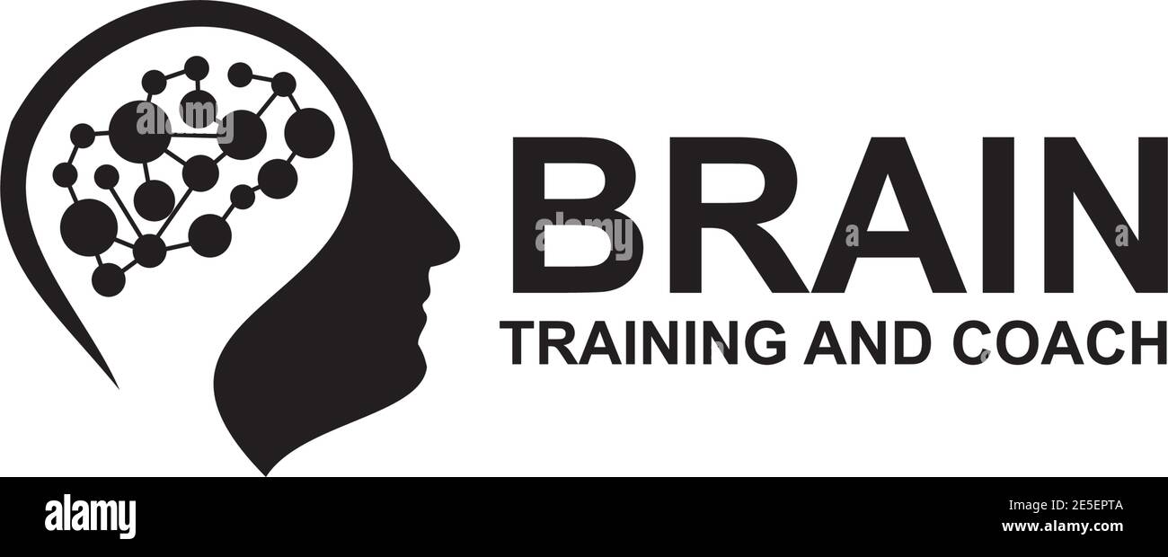 Training and coaching logo design with using graphic icon of brain of ...