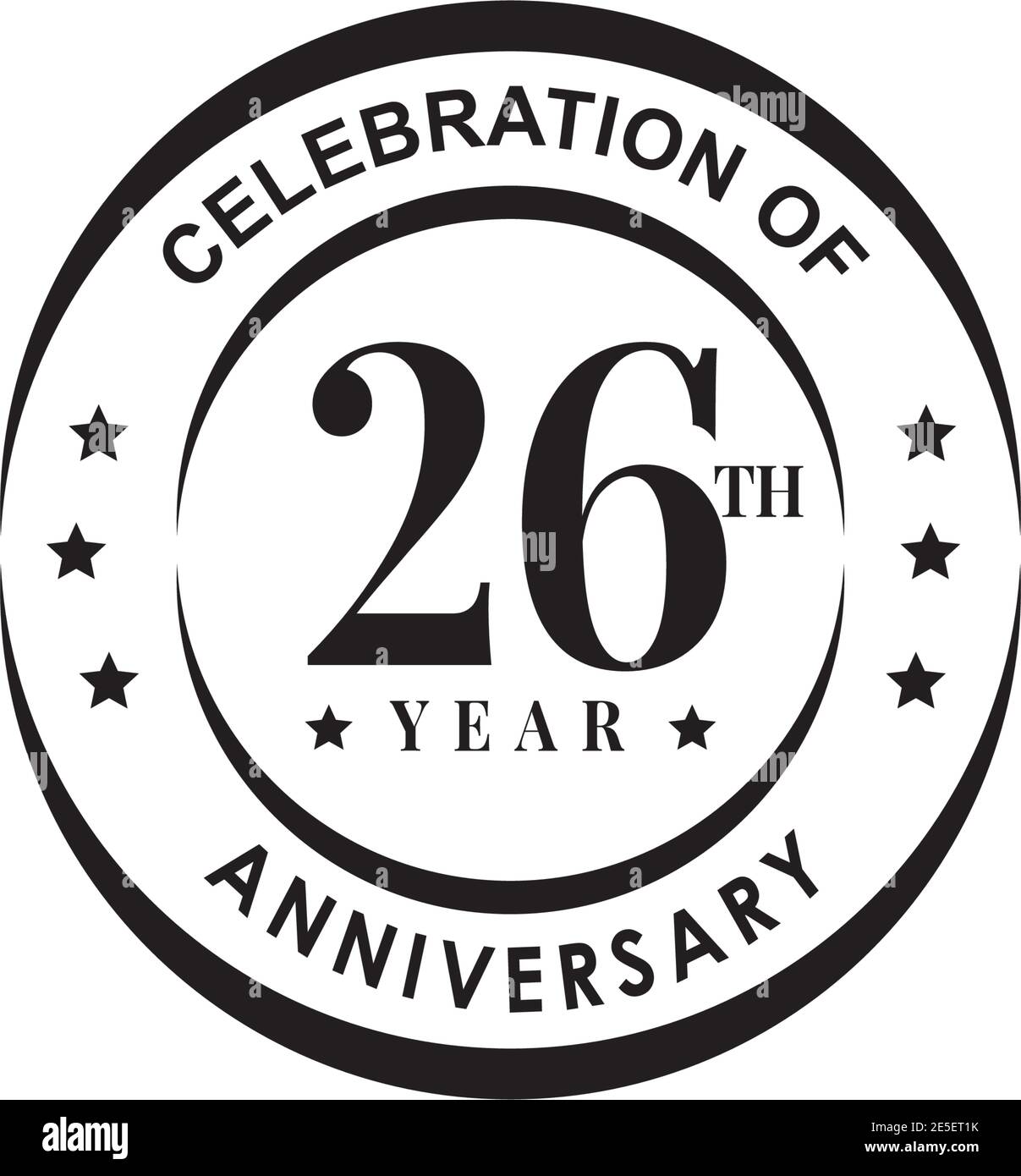 26th year anniversary emblem logo design vector template Stock Vector ...