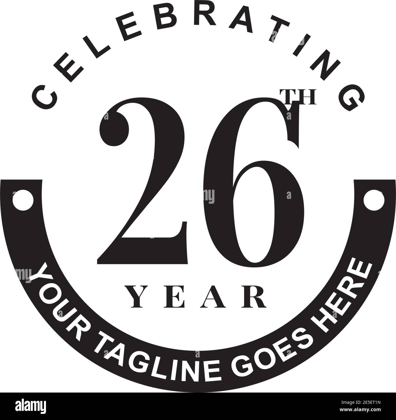 26th year anniversary emblem logo design vector template Stock Vector ...