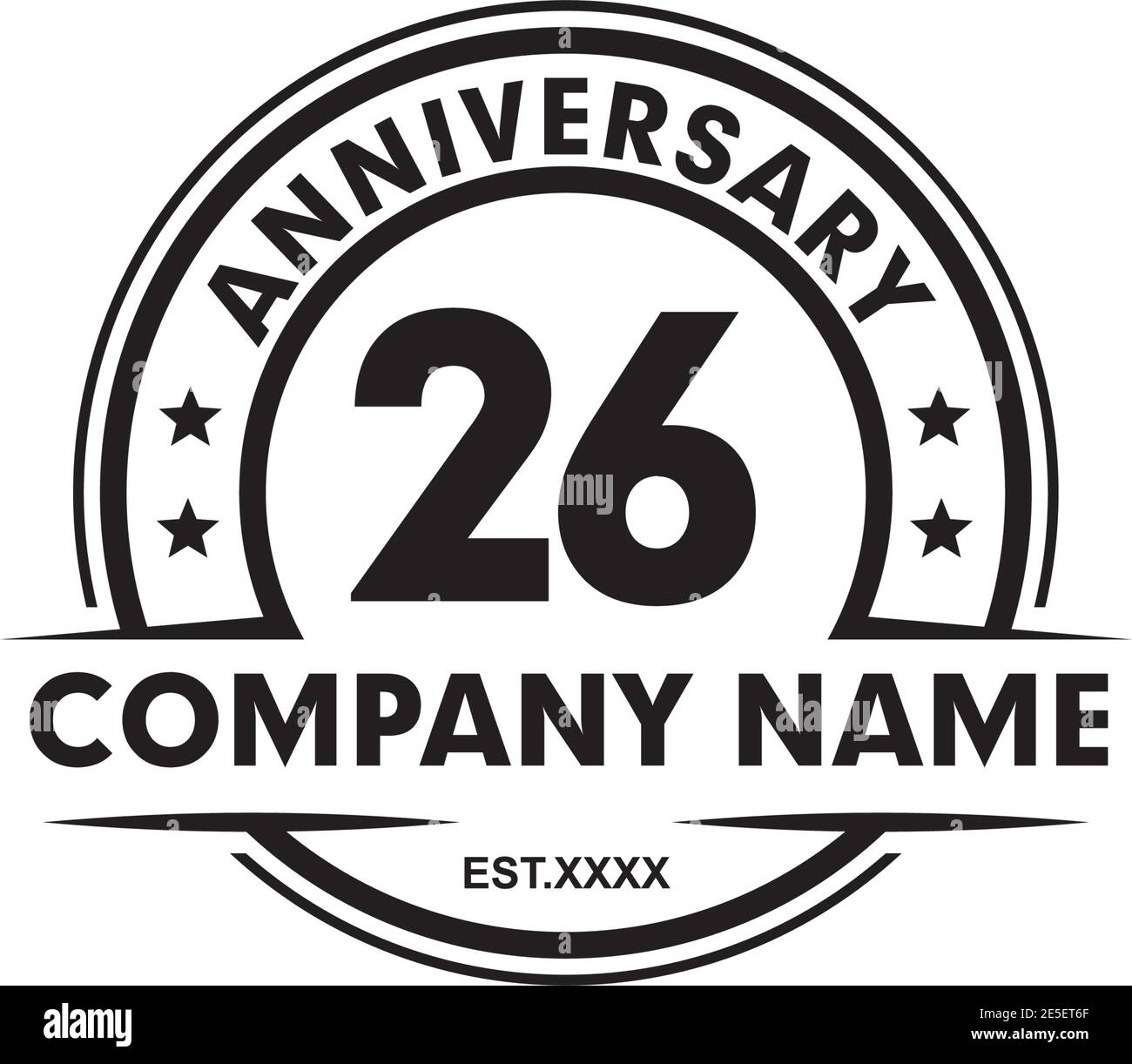26th year anniversary emblem logo design vector template Stock Vector ...