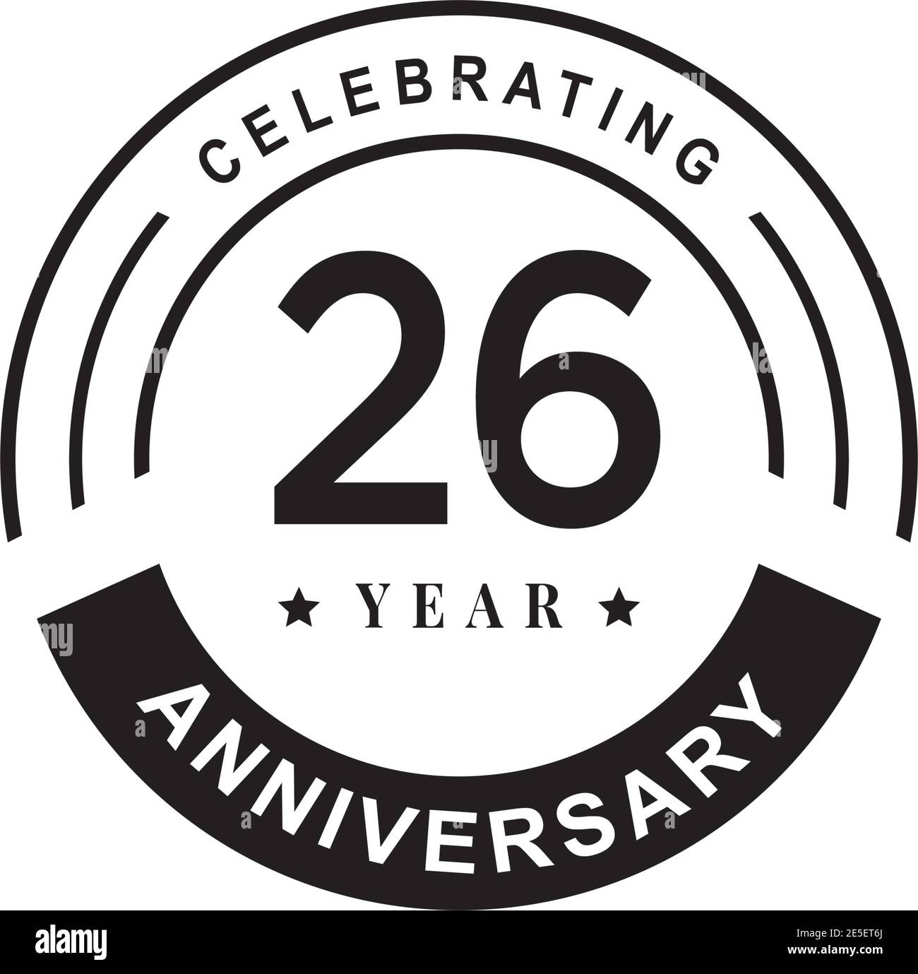 26th year anniversary emblem logo design vector template Stock Vector ...