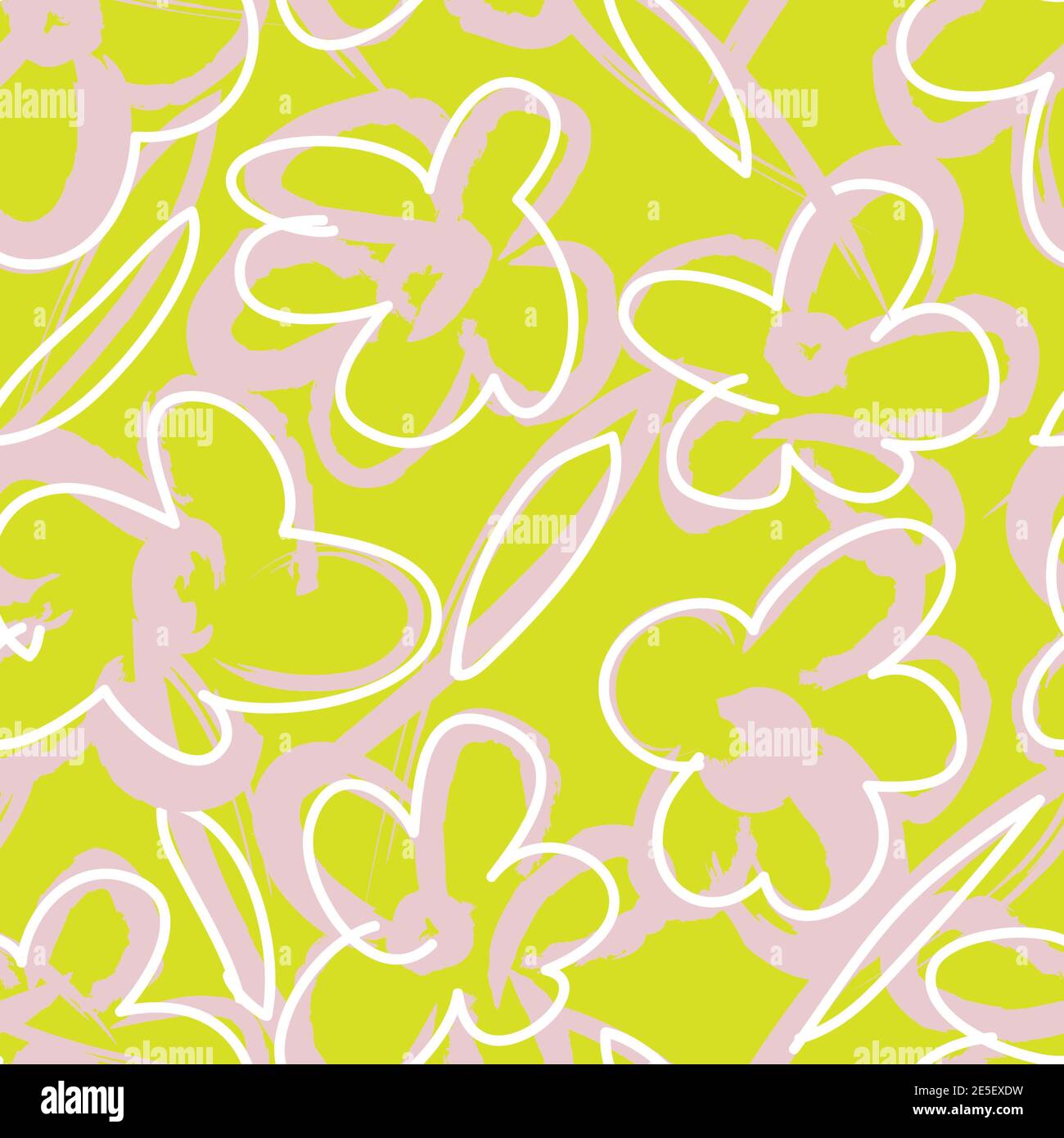 Yellow Floral brush strokes seamless pattern background for fashion ...