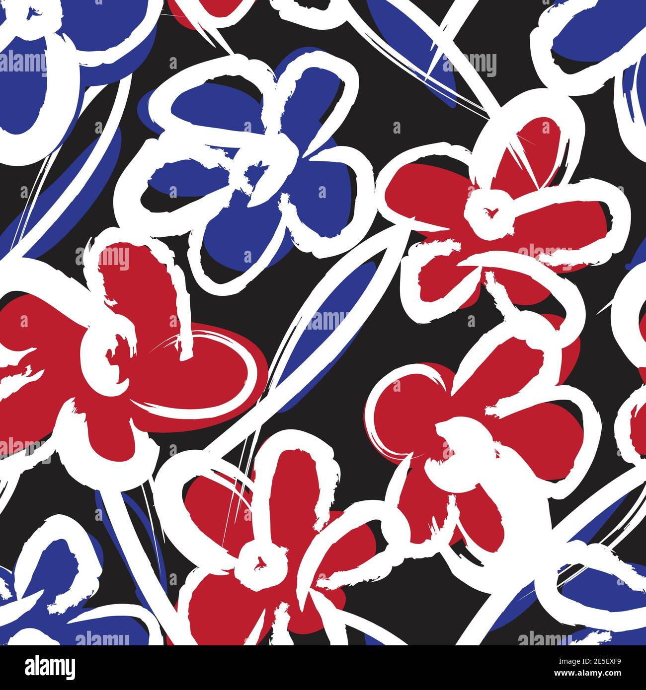 Red Floral brush strokes seamless pattern background for fashion prints ...