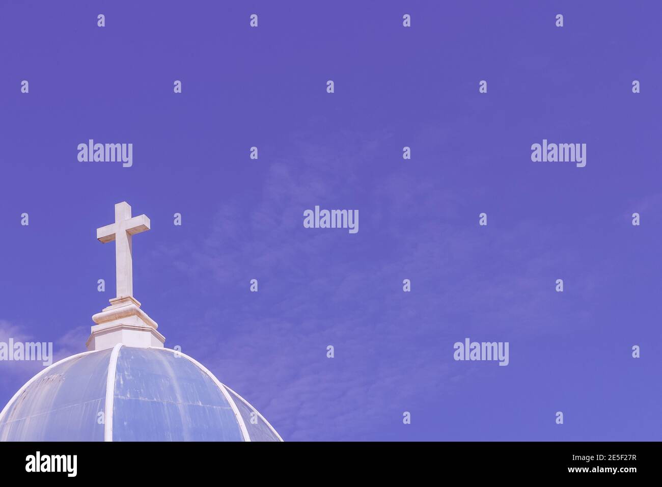 big white cross on blue sky Stock Photo - Alamy
