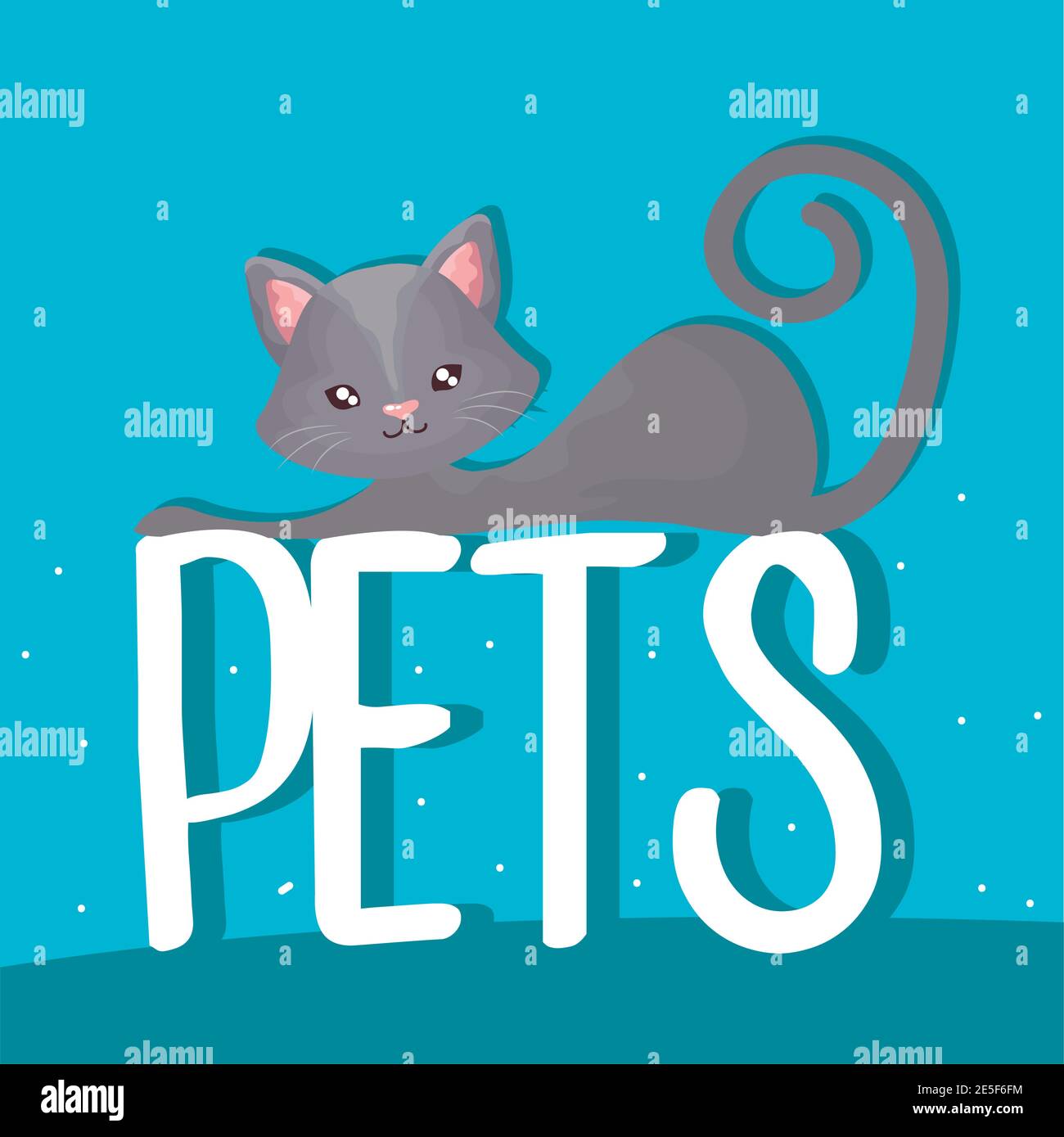 gray cute cat resting on pets lettering cartoon vector illustration ...
