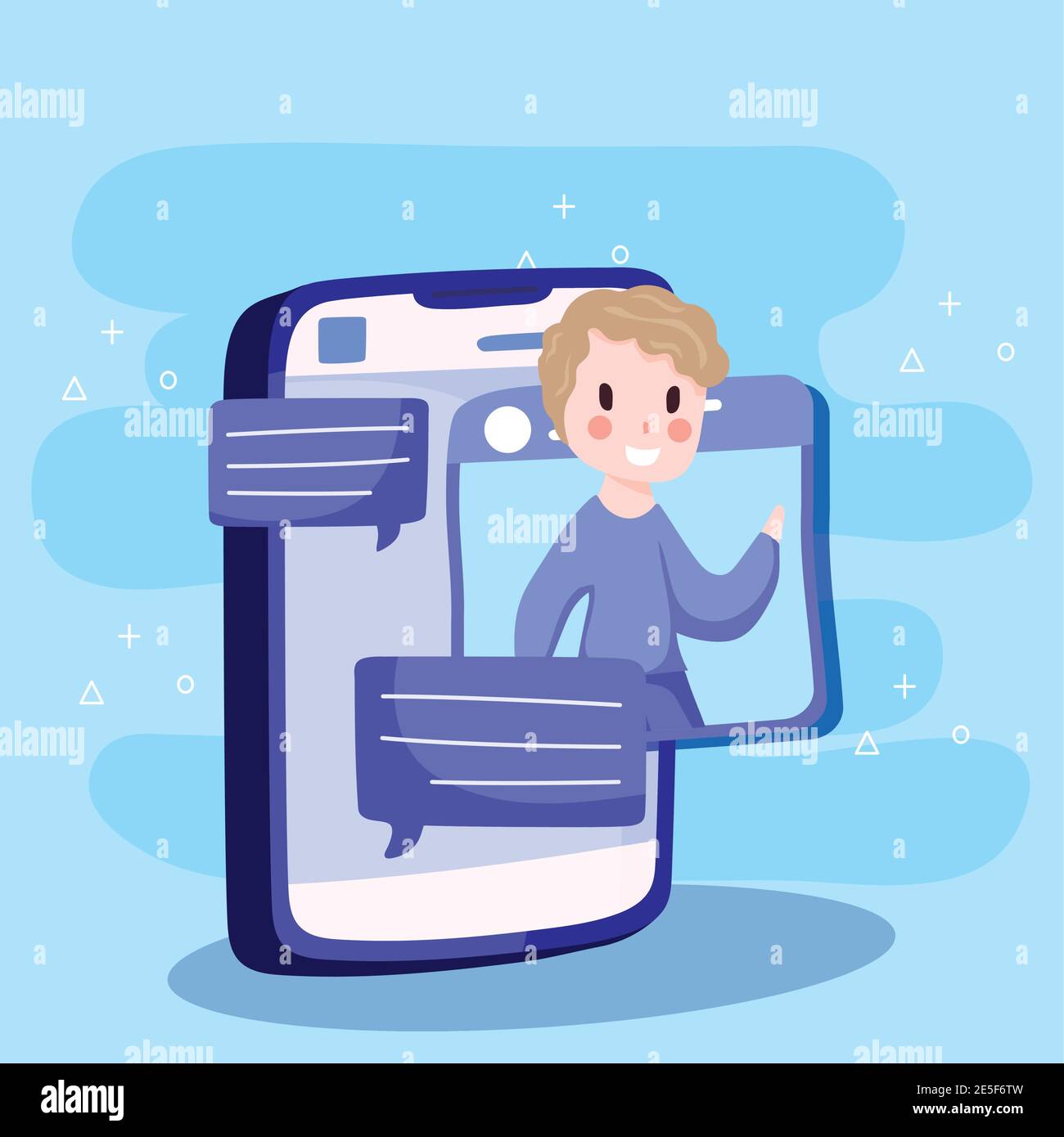 smartphone website video call social media cartoon vector illustration ...