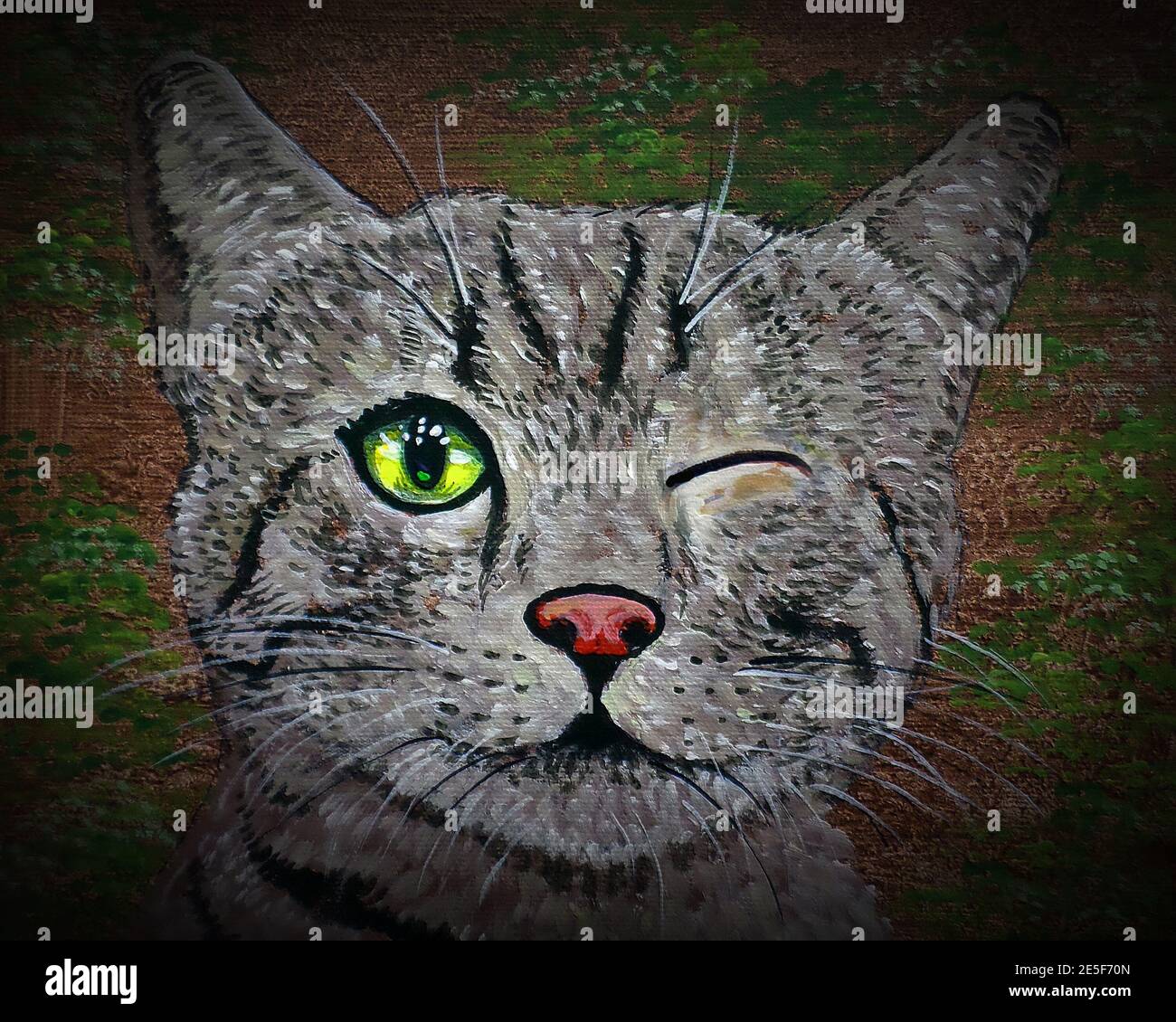 Hand drawn Modern , Art painting Oil color Cute Cat , Palette and ...