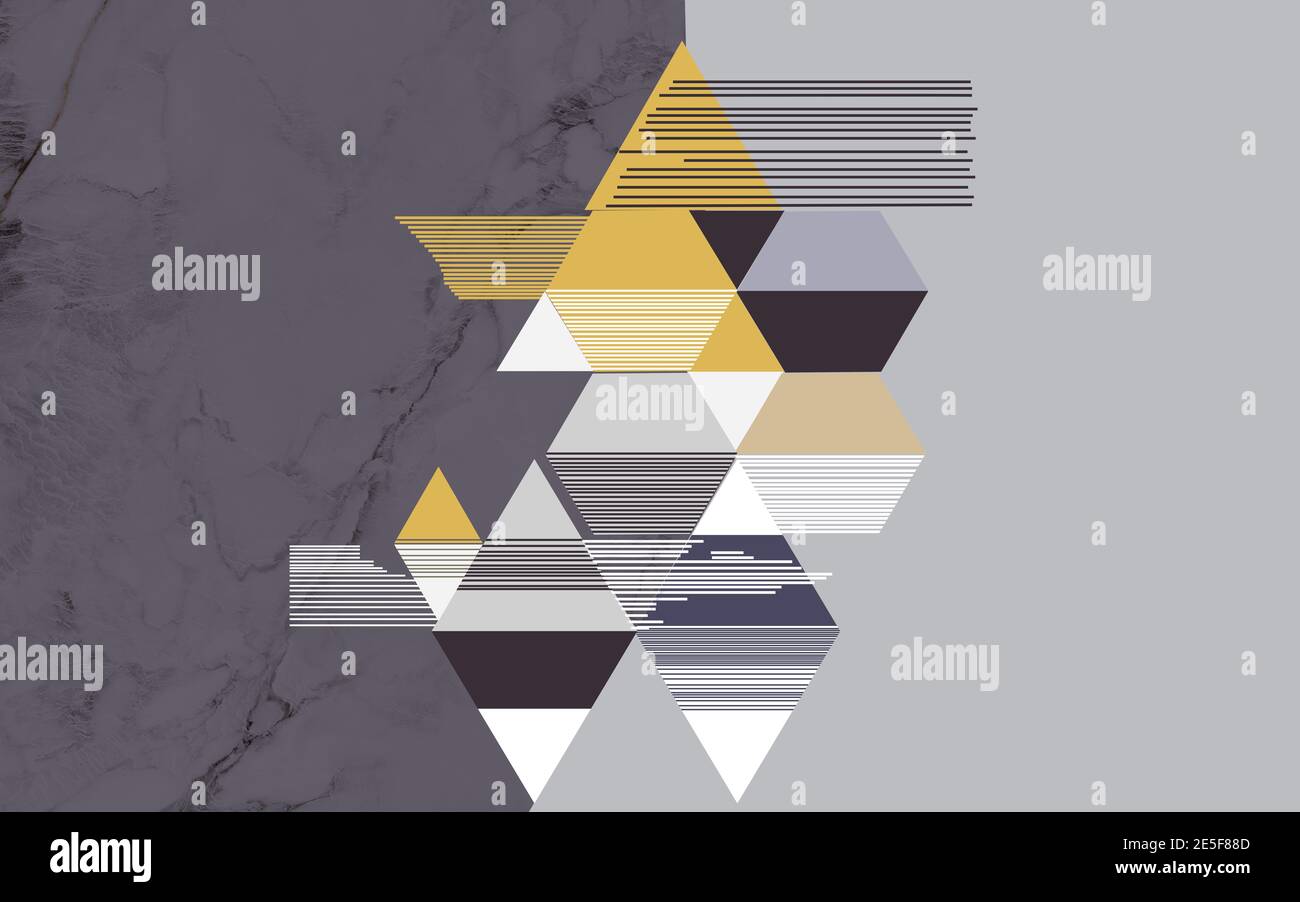 Abstract geometric background, triangles, hexagons and horizontal lines ...