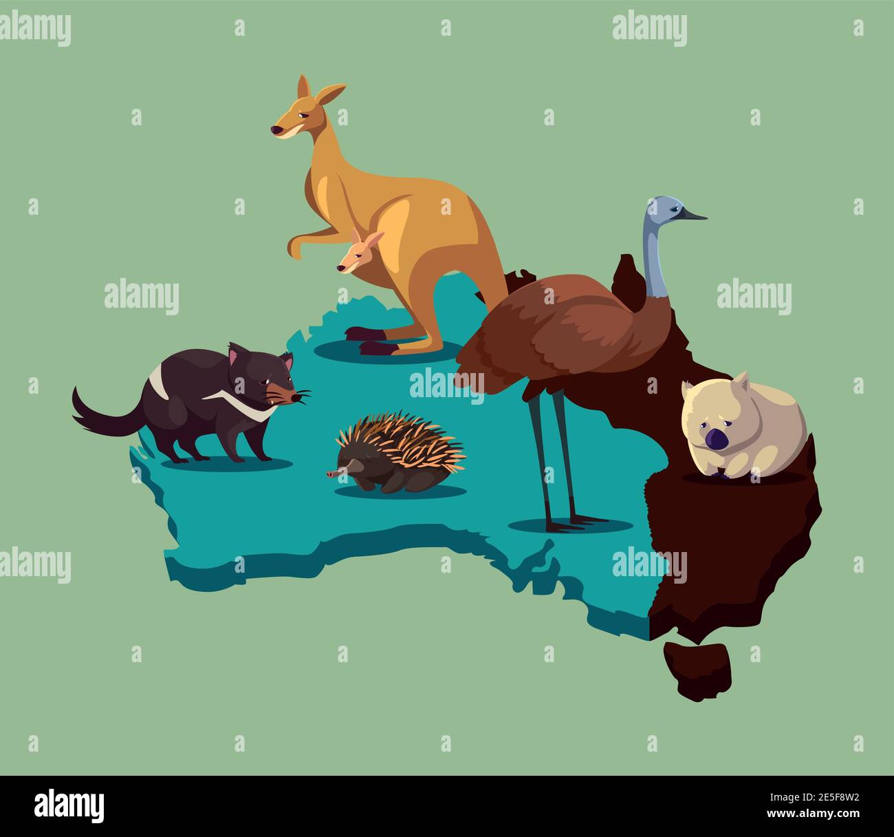 australian animal wildlifemap of Australia with cute animals wildlife ...