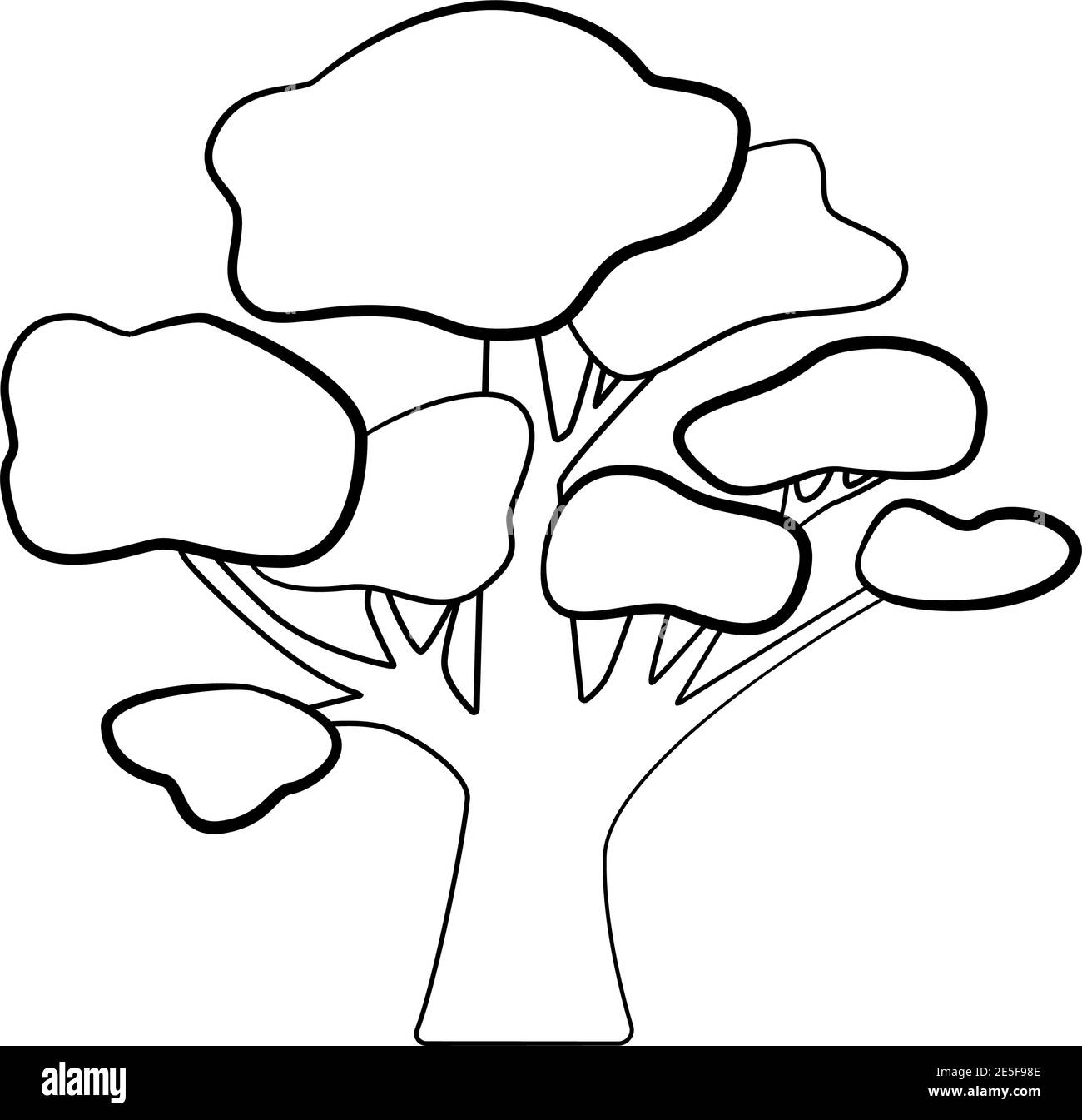 Doodle oak. Hand draw tree, sketch vector illustration Stock Vector ...