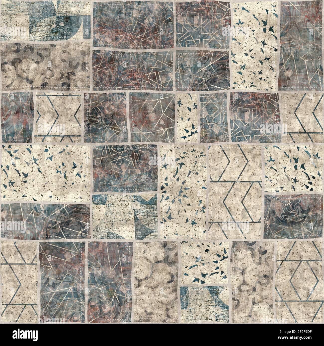 Seamless patchwork collage mix quilt pattern print Stock Photo - Alamy