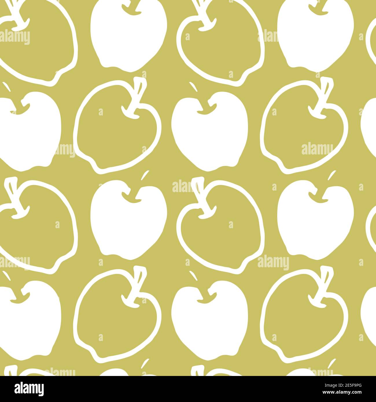 Vector hand drawn green apples simple seamless pattern background ...