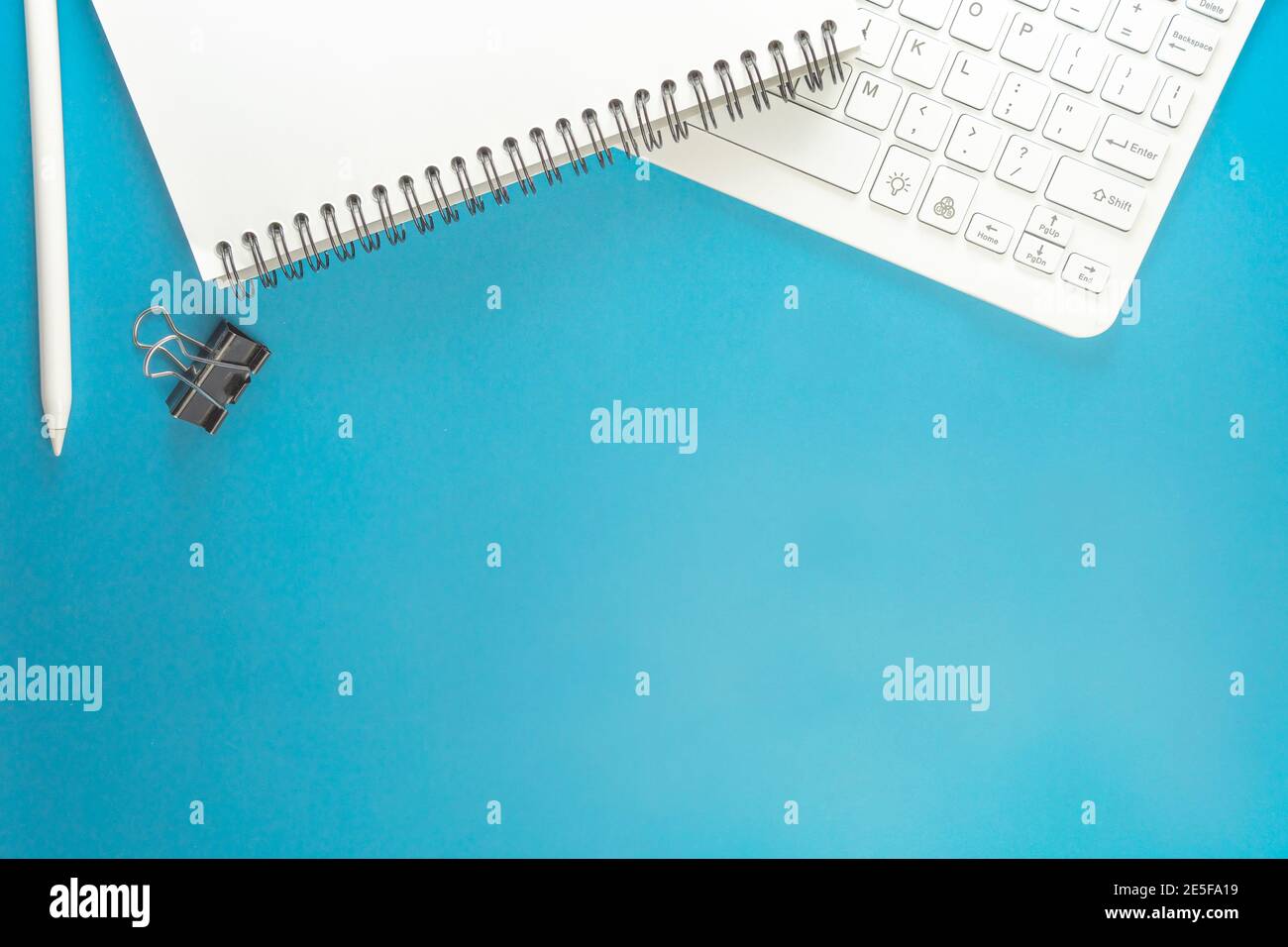 Flat layout office desk, top view, productivity, concentration, work ...