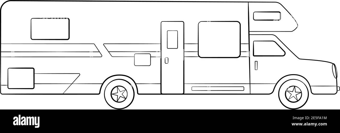 Sketch trailer for camping tourism, doodle set of transport for leisure ...