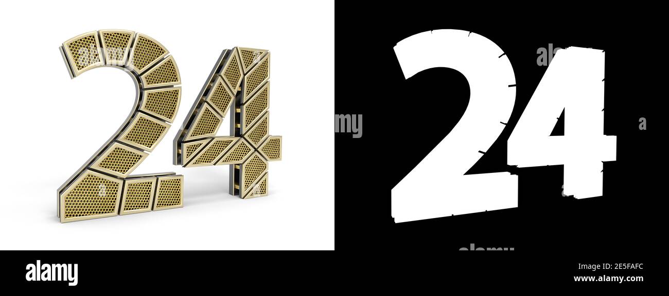 Gold number twenty-four (number 24) cut into perforated gold segments ...