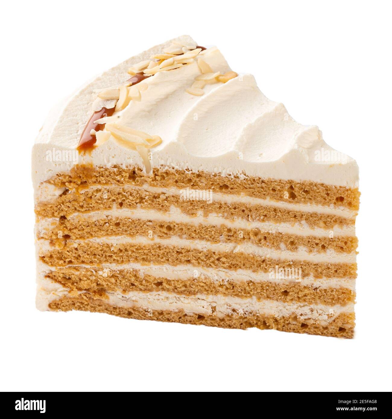 Isolated slice of cake with butter cream Stock Photo - Alamy
