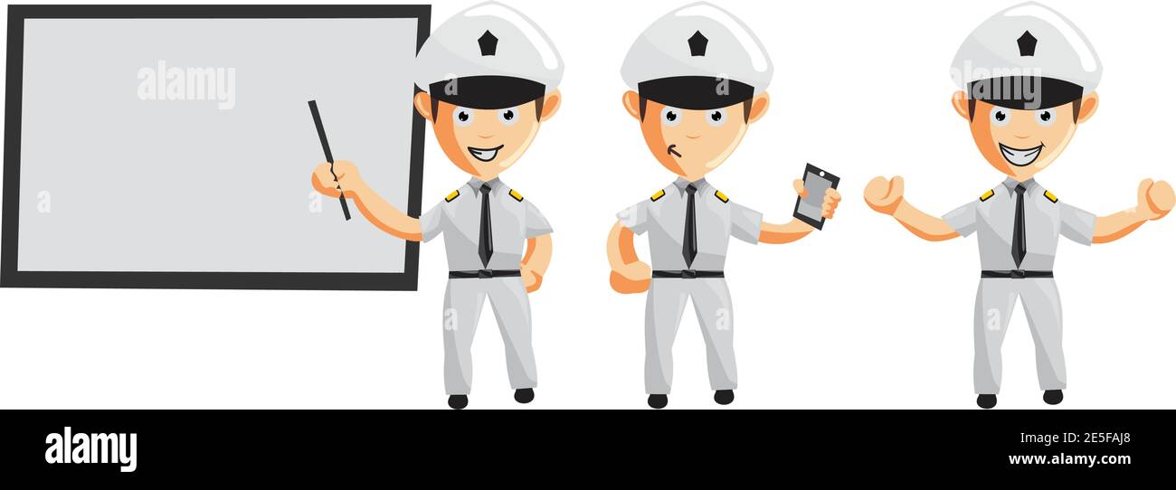 Airplane Pilot Cartoon Character Set Aircraft Captain in Uniform Stock ...