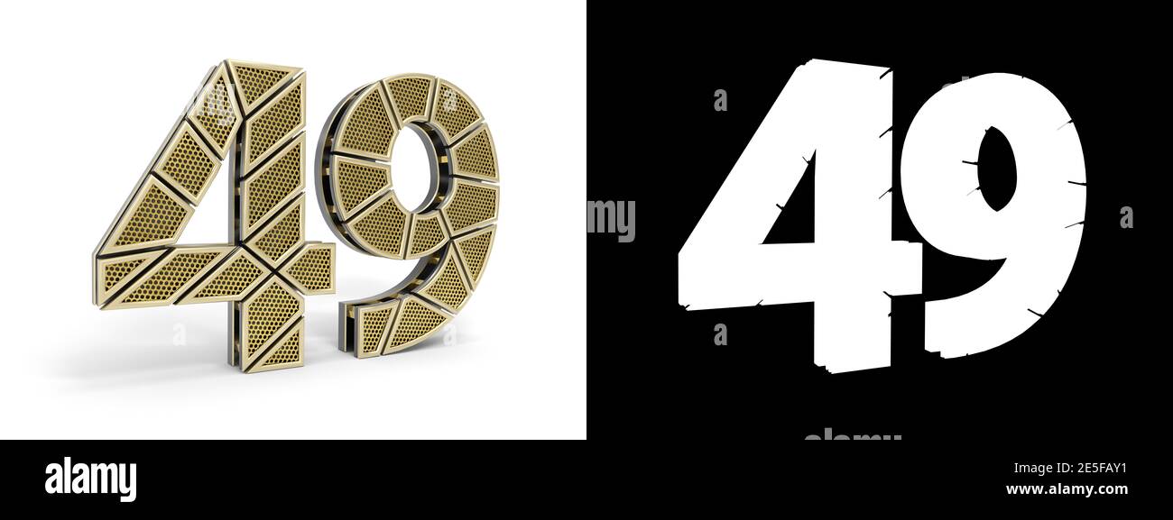 Gold number forty-nine (number 49) cut into perforated gold segments ...