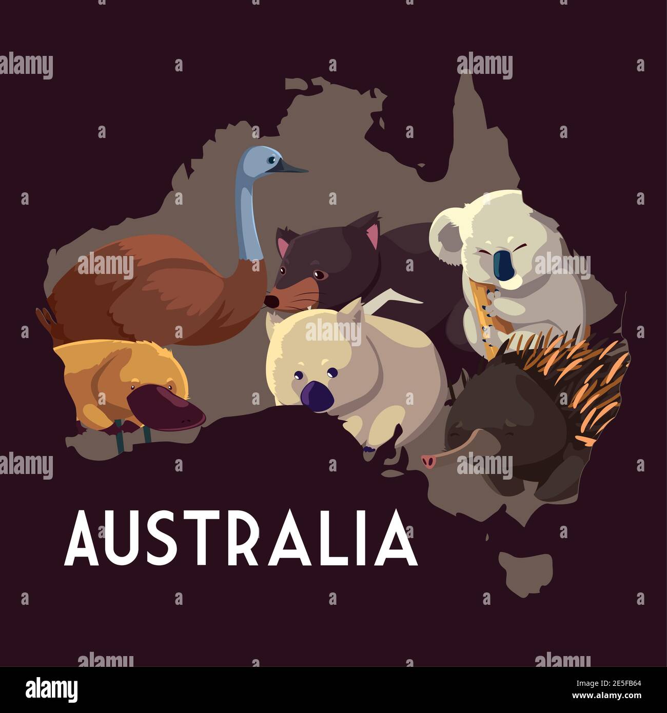 animals australian map wildlife include koala wombat emu hedgehog ...