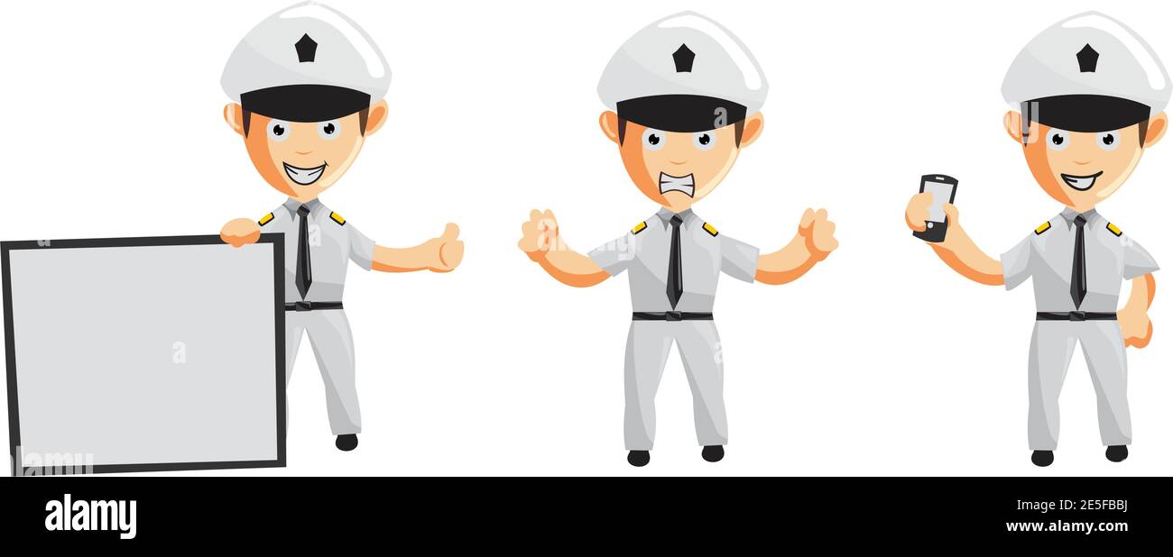 Airplane Pilot Cartoon Character Set Aircraft Captain in Uniform Stock ...