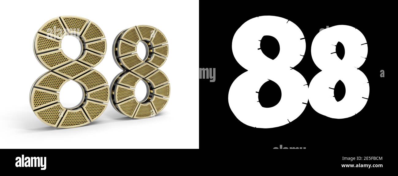 Gold number eighty-eight (number 88) cut into perforated gold segments ...