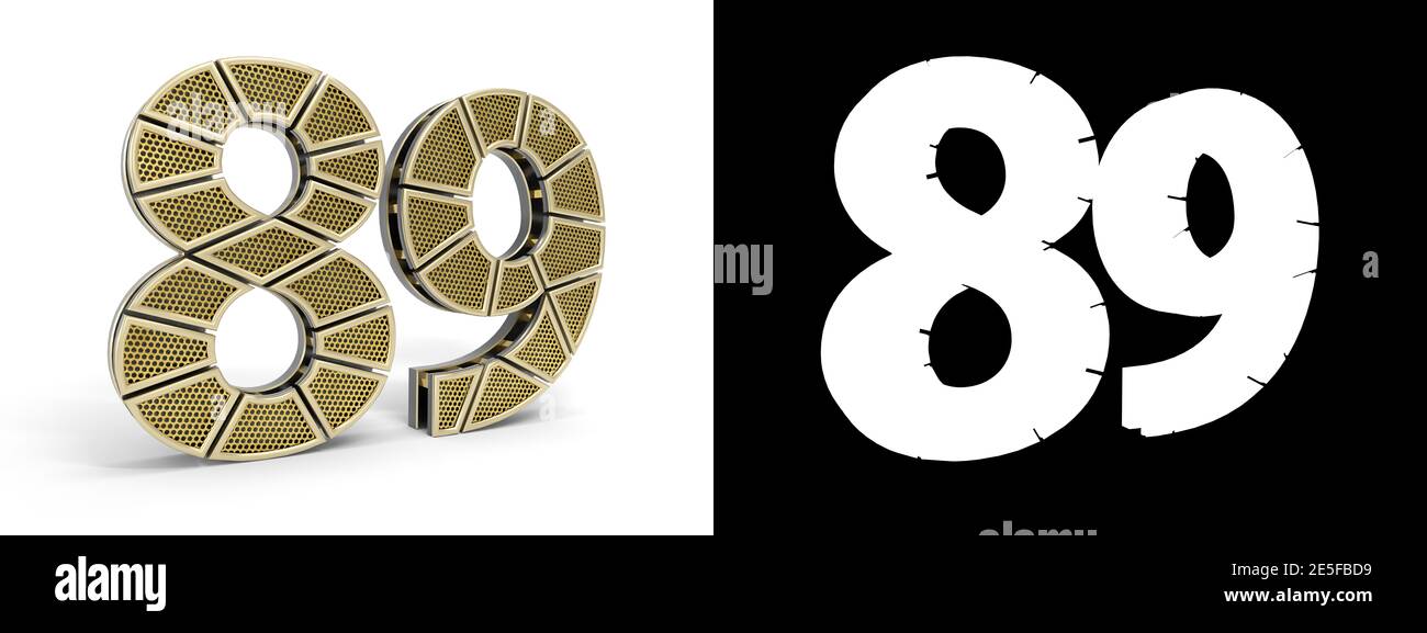 Gold number eighty-nine (number 89) cut into perforated gold segments ...