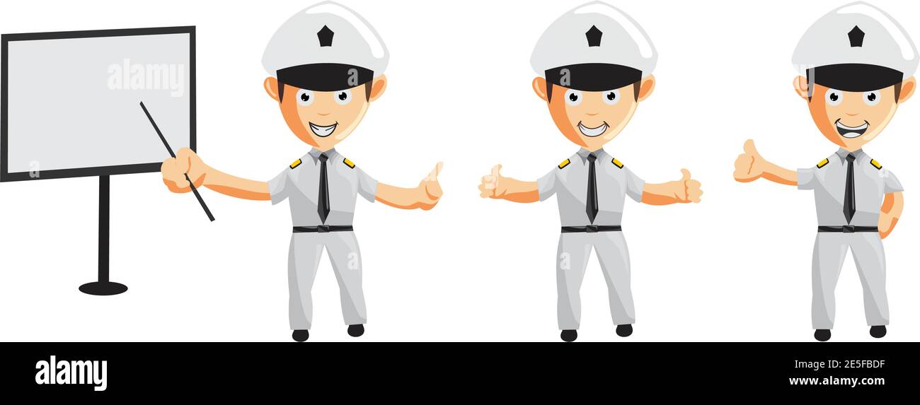 Airplane Pilot Cartoon Character Set Aircraft Captain in Uniform Stock ...