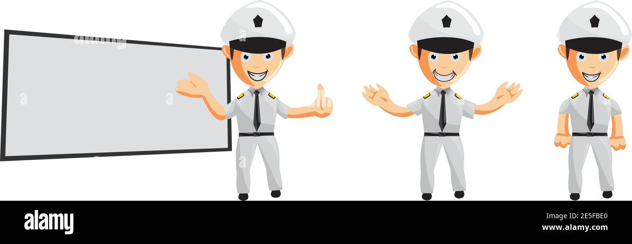Airplane Pilot Cartoon Character Set Aircraft Captain in Uniform Stock ...