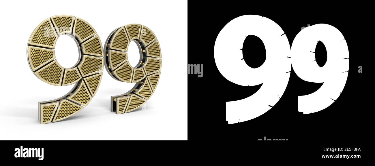 Gold number ninety-nine (number 99) cut into perforated gold segments ...