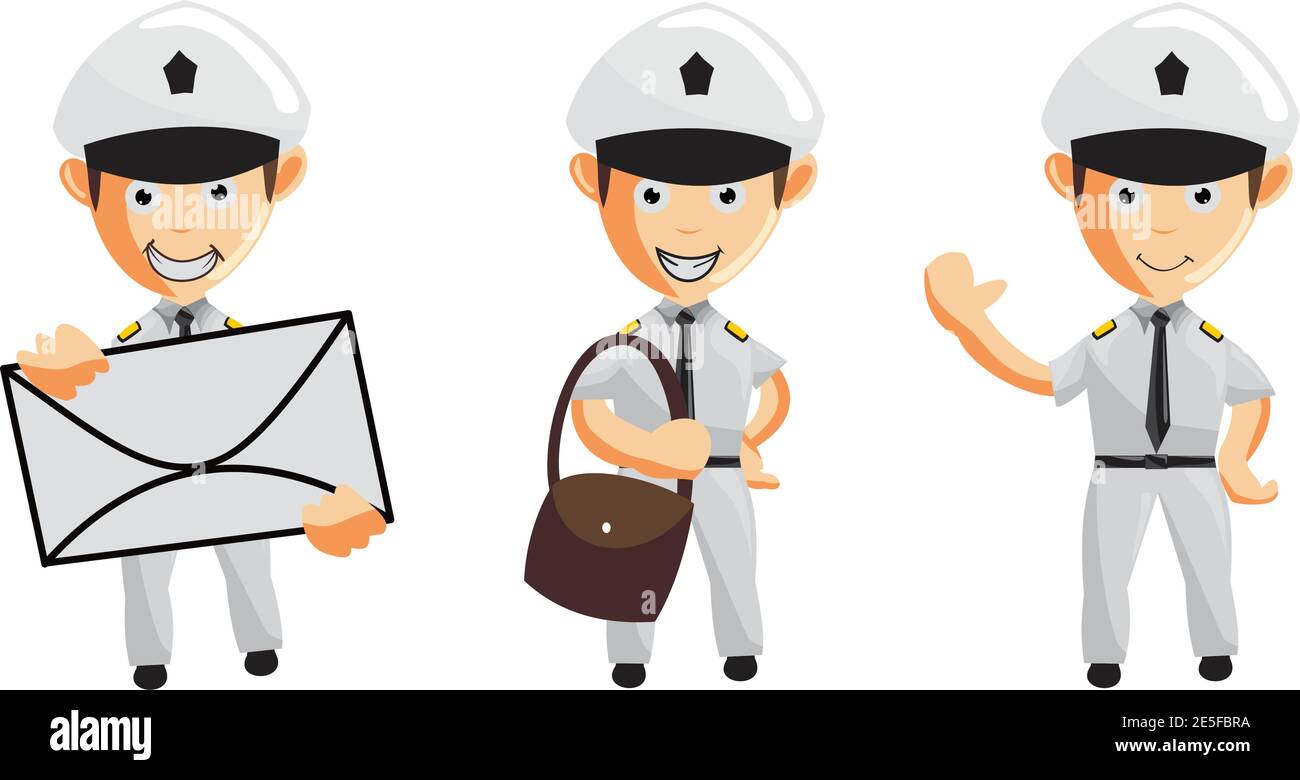 Airplane Pilot Cartoon Character Set Aircraft Captain in Uniform Stock ...