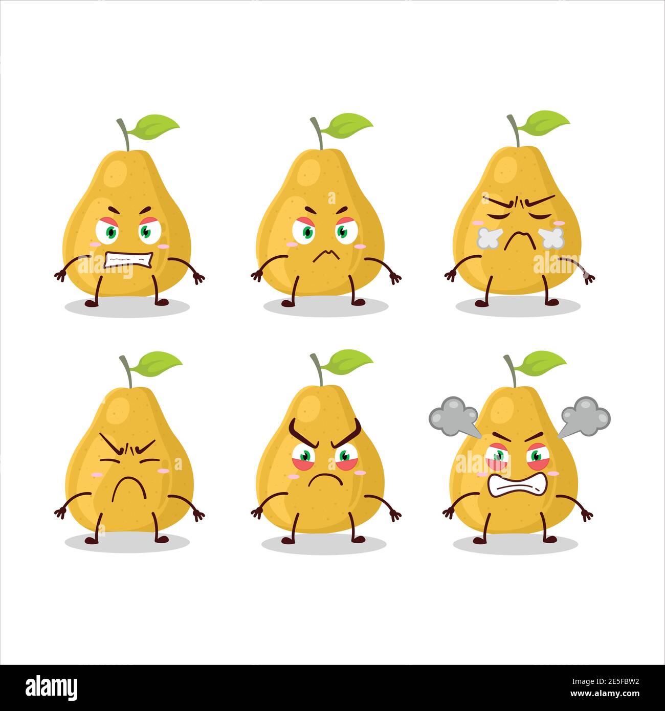Pomelo cartoon character with various angry expressions. Vector ...